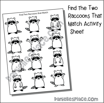 matching-raccoons-activity-sheet-pic-5-109 - Printable Craft Patterns